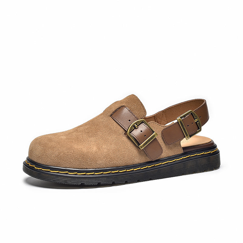 BeauToday Leisure Outdoor Leather Roud Toe Slingback Sandals with Buck ...