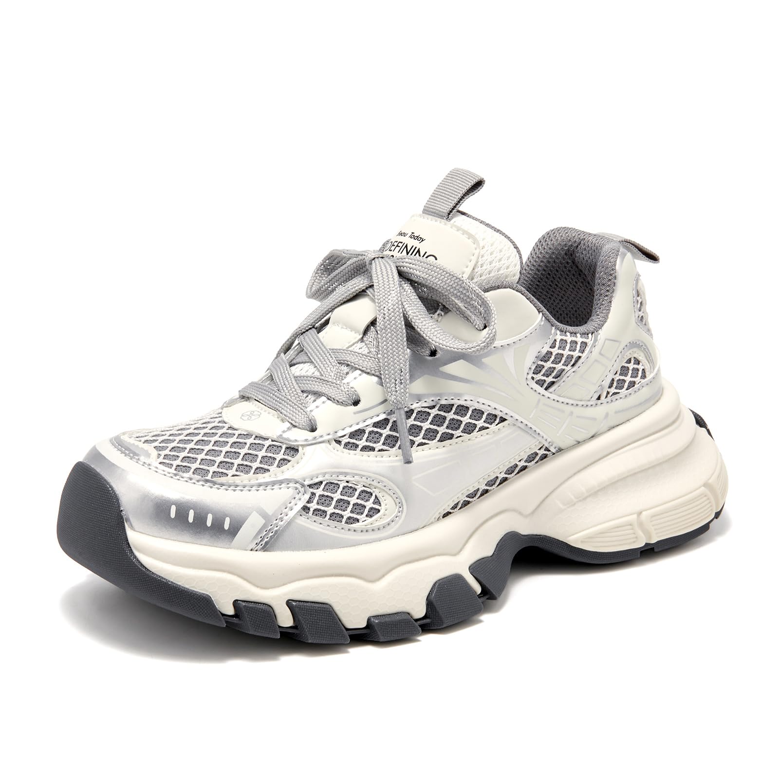 BEAU TODAY Women's Fashion Walking Shoes, Chunky Platform Sneakers for